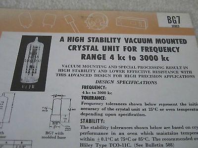 VINTAGE BROCHURE LEAFLET BLILEY BG7 60's 503A QUARTZ CRYSTAL FREQUENCY ...