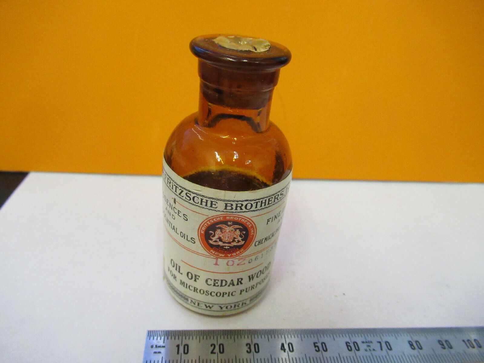 ANTIQUE FLASK FRITZCHE CEDAR OIL CONTAINER MICROSCOPE PART AS PICTURED ...